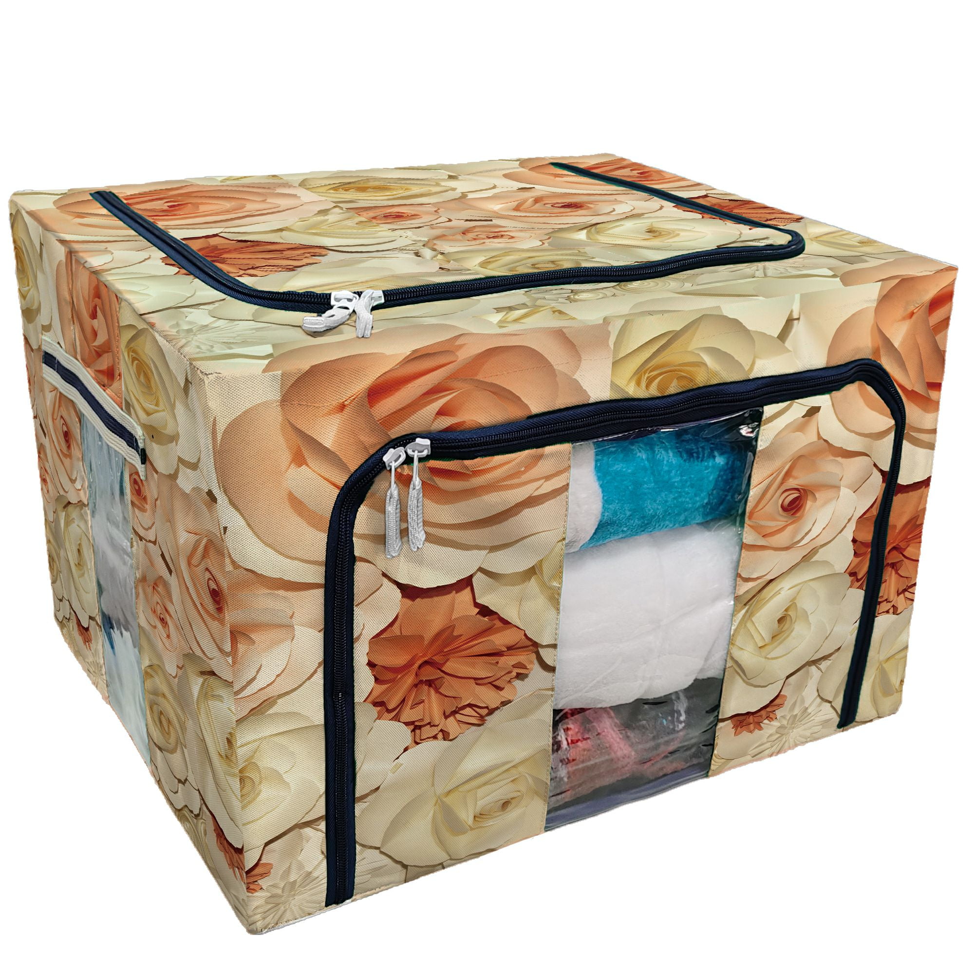 ABPHQTO White Orange Roses Storage Bag Clear Window Storage Bins Boxes ...
