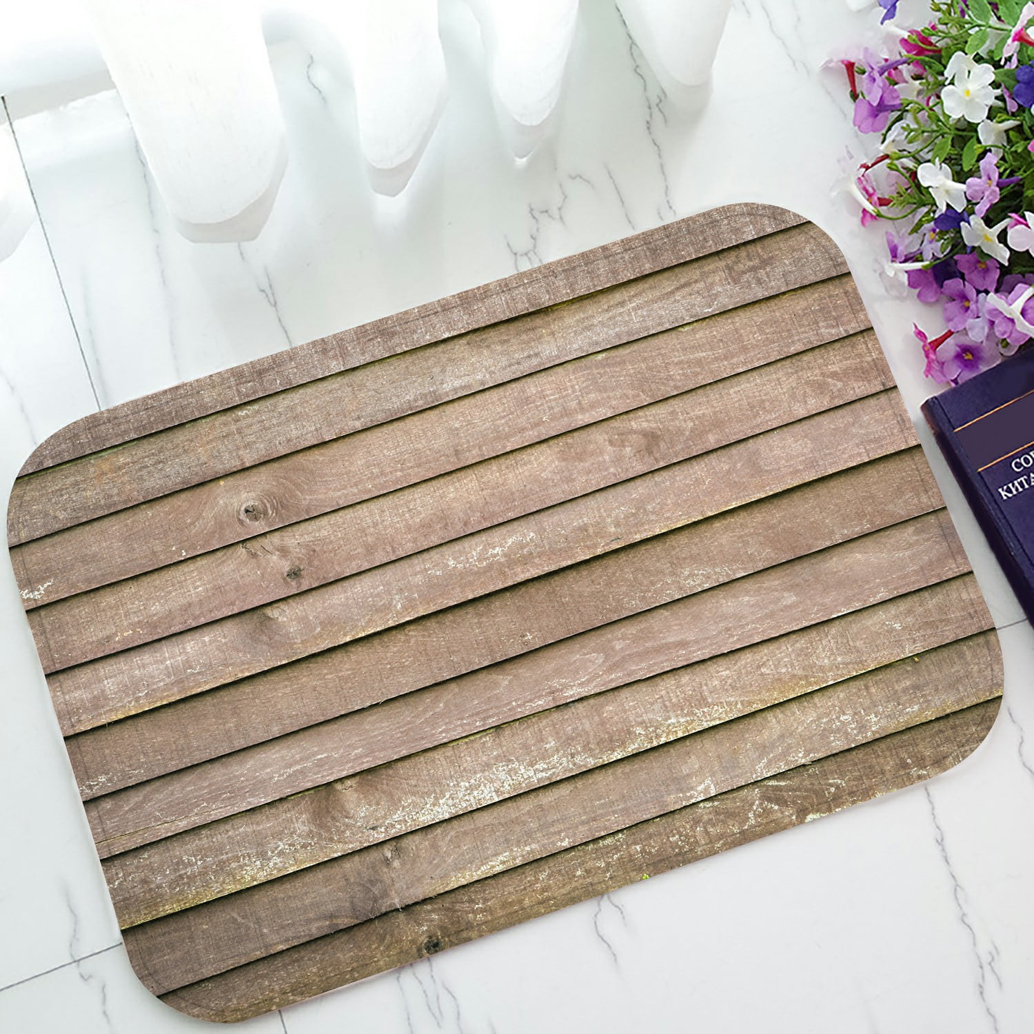 ABPHQTO Wood Plank Wall Texture Doormat Entrance Rug Area Rug Floor Mat ...