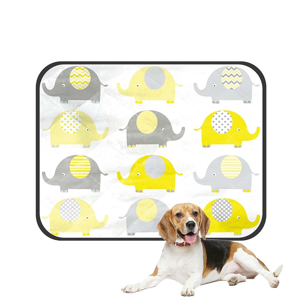 ABPHQTO Yellow Grey Cute Elephant Pet Dog Cat Bed Pee Pads Mat Cushion ...