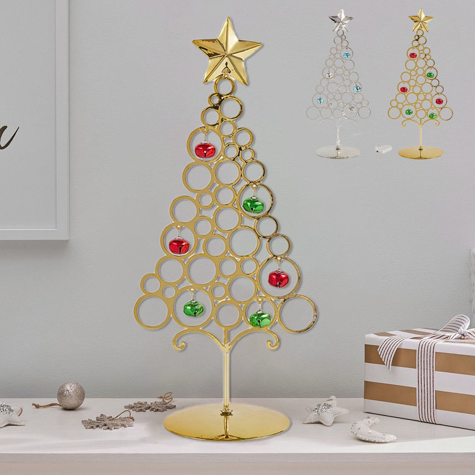 ABPWLY Home 11-Inch Tabletop Metal Christmas Tree Stand Wrought Iron ...