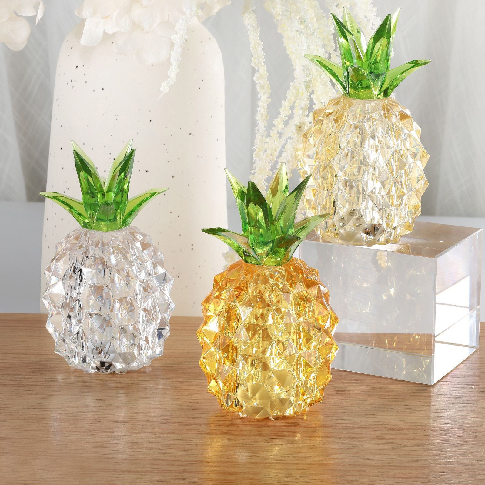 ABPWLY Home 12.5cm Acrylic Transparent Pineapple LED Night Light ...