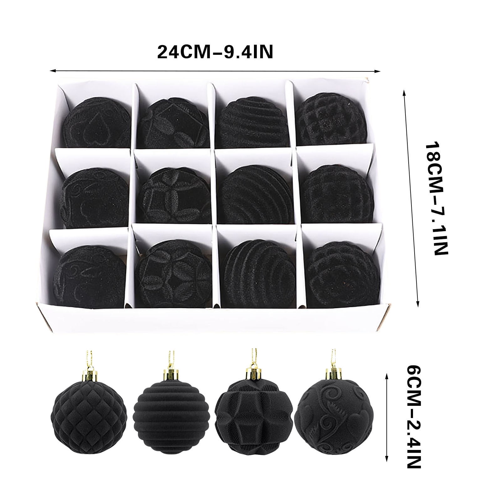 ABPWLY Home 12Pcs Flocked Christmas Tree Pendants 6cm Plastic Painted ...