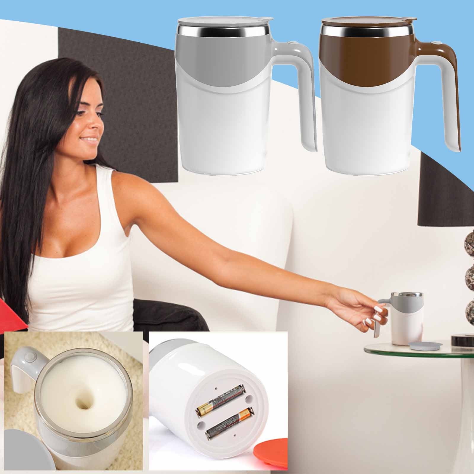 ABPWLY Home Automatic Stirring Coffee Mug Magnetic Mixing Cup Battery ...