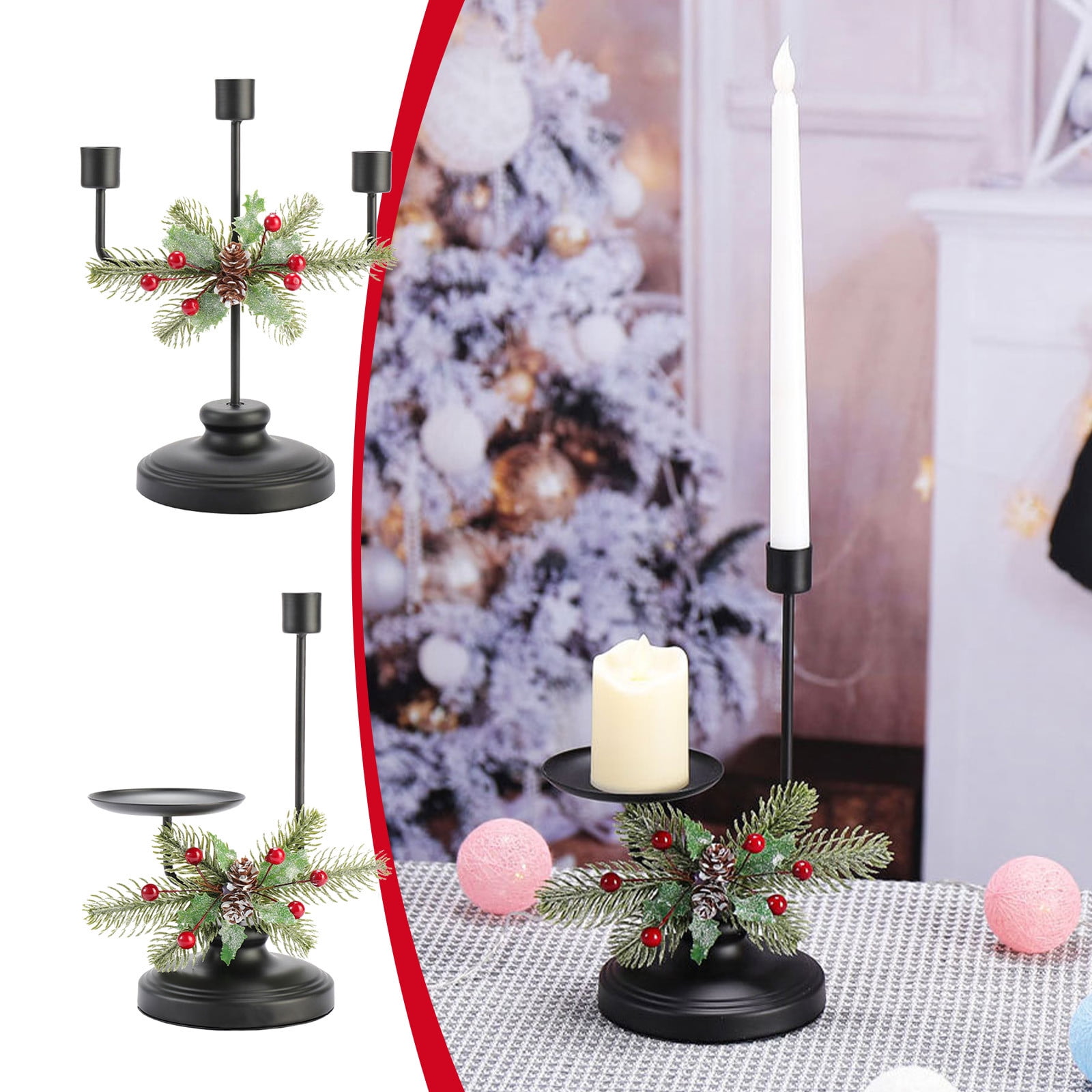 ABPWLY Home Christmas Candle Holders Metal Taper Candlestick Mantel ...