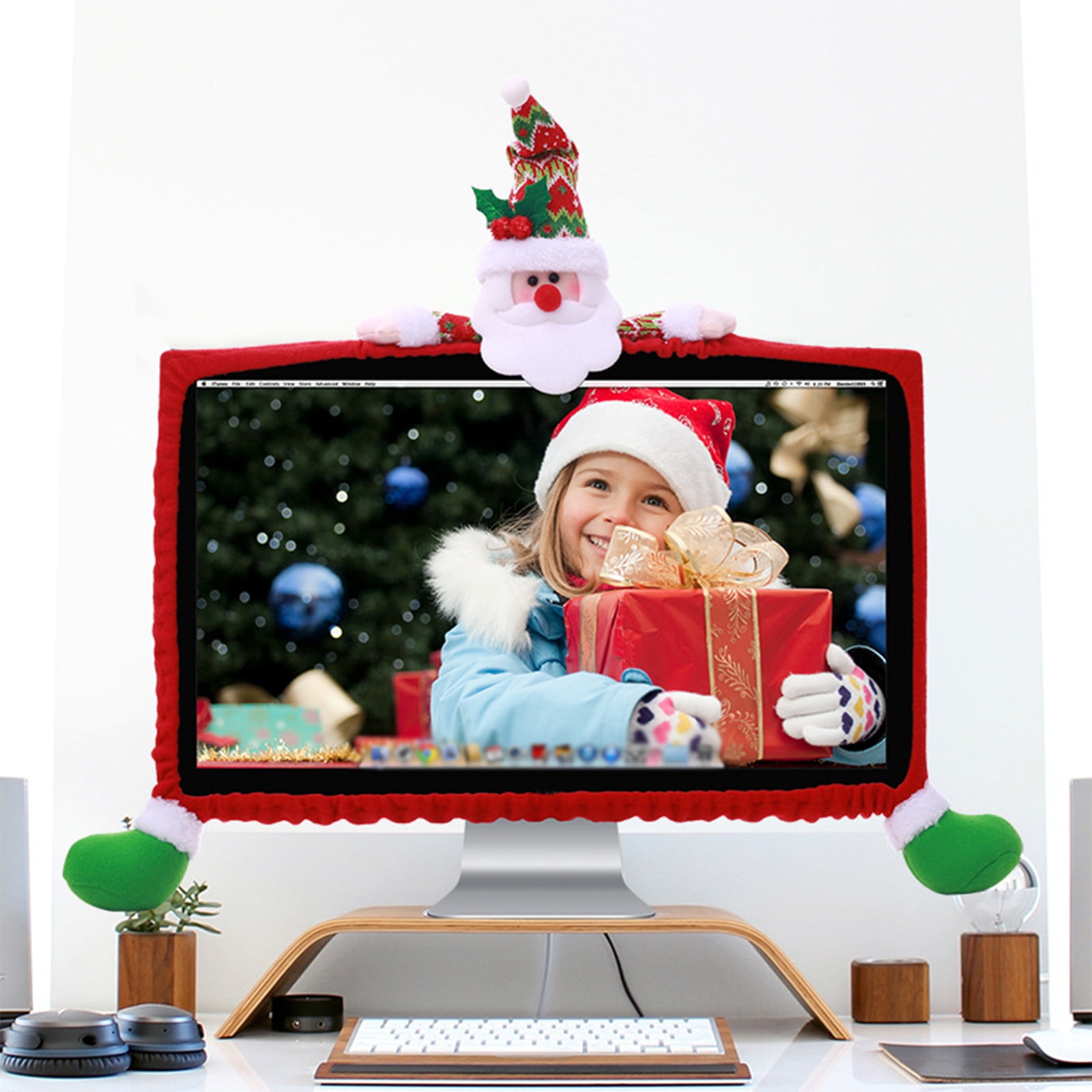 ABPWLY Home Christmas Computer Monitor Border Cover Elastic Laptop TV ...
