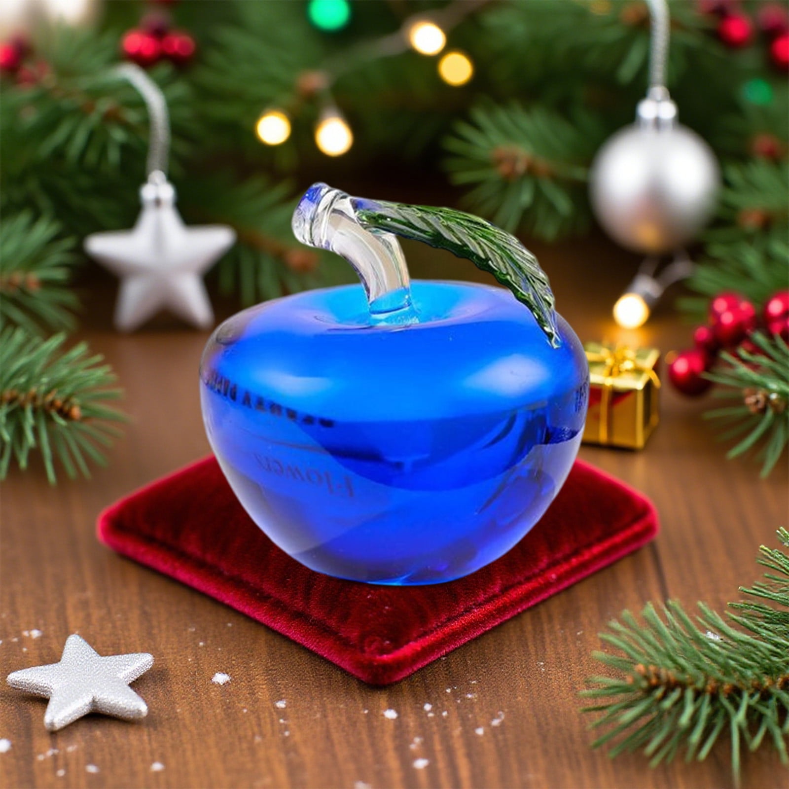 ABPWLY Home Christmas Crystal Apples Ornament Gift Eve Red Apples Glass ...