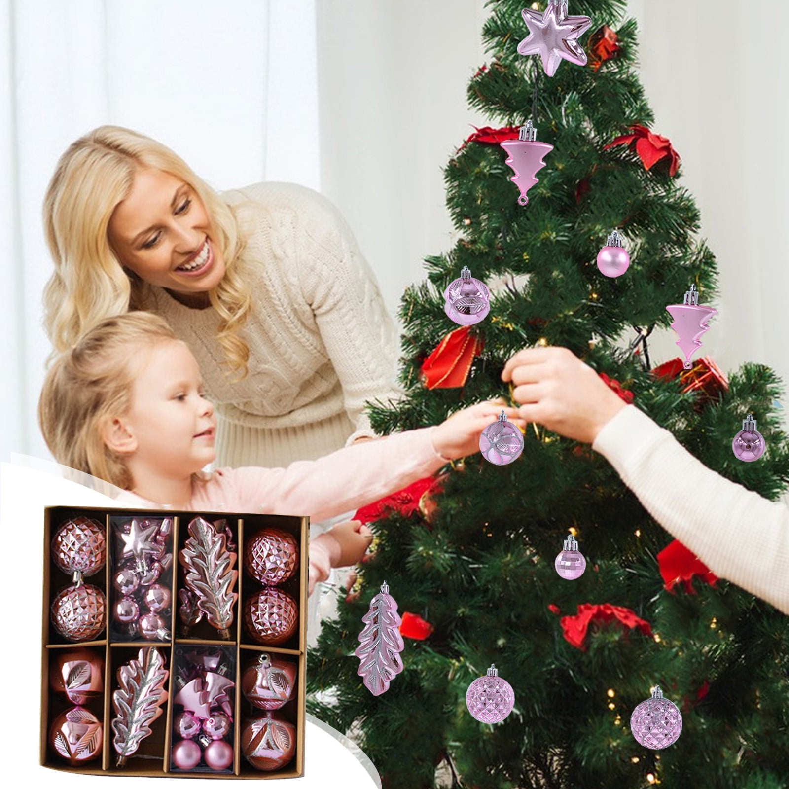ABPWLY Home Christmas Tree Ornament Set Octagonal Star Design Hanging ...