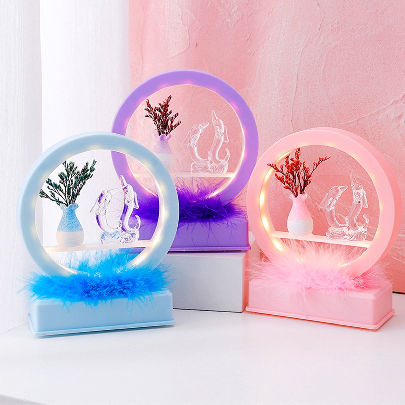 ABPWLY Home Round Night Light Music Box with Touch Sensor Soft Warm ...