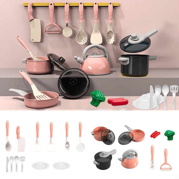 ABPWLY Kitchen Playset, Realistic Safe Dishes kids Pretend Cooking Play ...