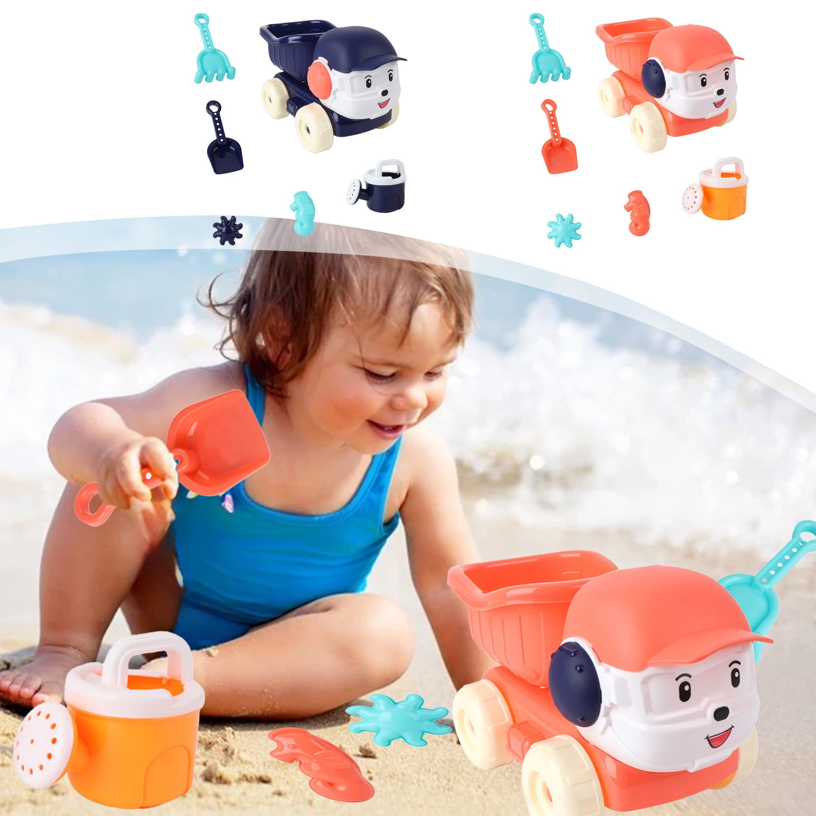ABPWLY Toys 6-Piece Children's Beach Bucket Set Summer Seaside Water ...