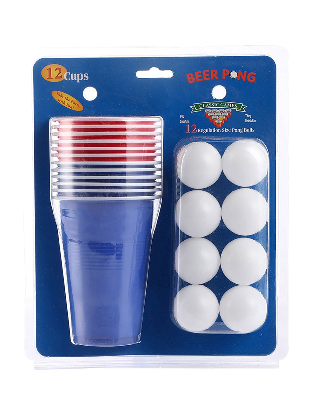 ABPWLY Toys BeerGame Set 24-Piece with 16oz Blue and Red Plastic Cups ...