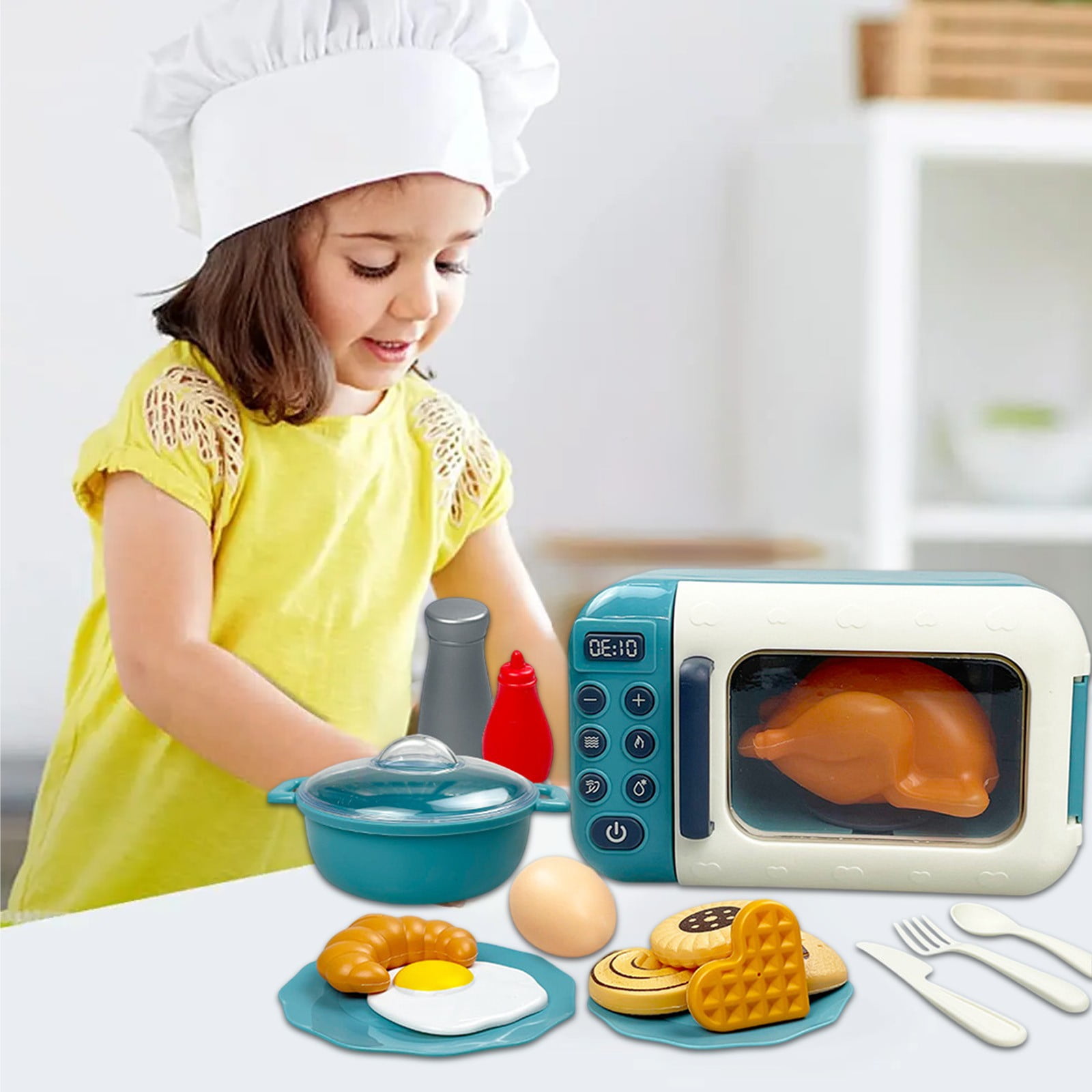 ABPWLY Toys Childrens Pretend Play Microwave Oven Toy with Realistic ...