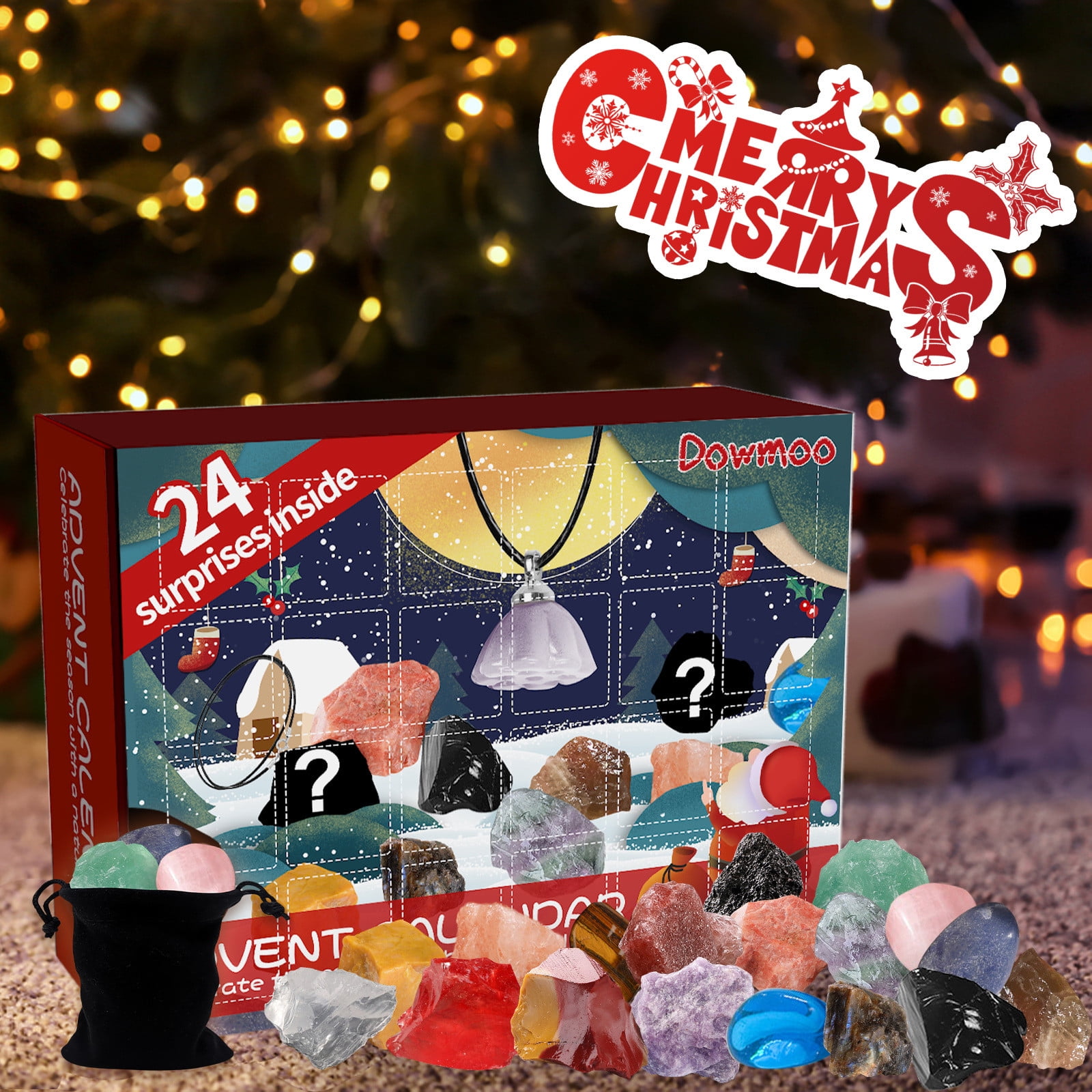 ABPWLY Toys Christmas Advent Calendar with 24 Natural Stone Drawers ...