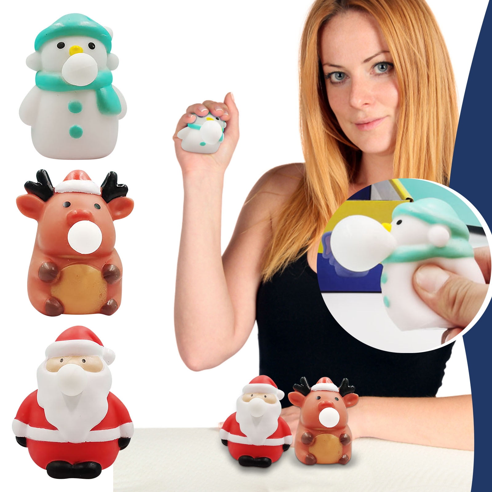 ABPWLY Toys Christmas Squeeze Toy Set Snowman Santa Claus Tree Design ...