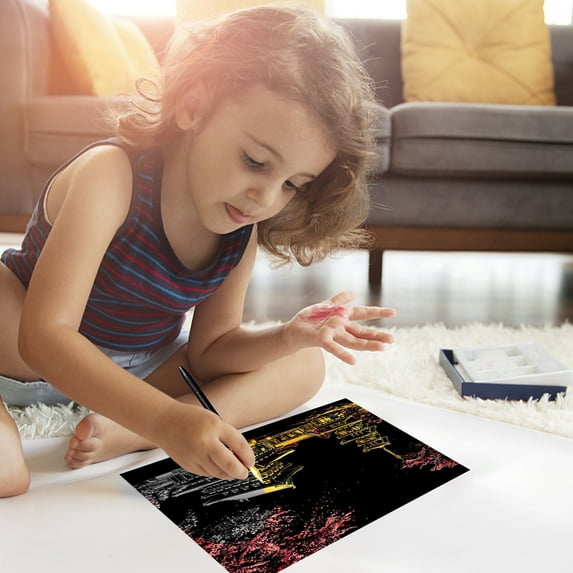 ABPWLY Toys Colorful City Scratch Art Paper Night Scene Drawing Kit for ...