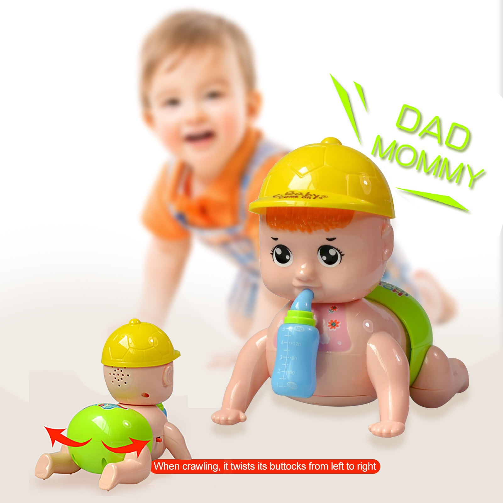 ABPWLY Toys Crawling Kid Doll Toy with Music and Lights Interactive ...