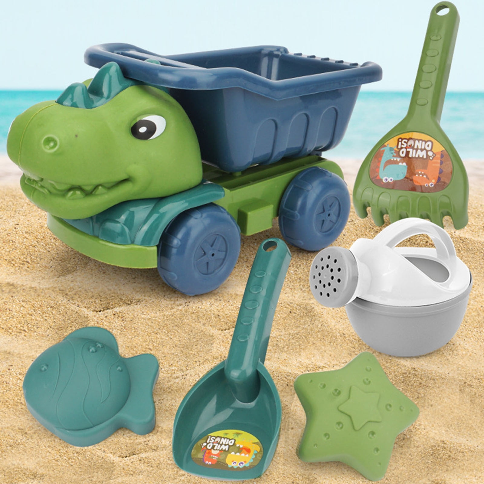 ABPWLY Toys Dinosaur Construction Vehicle Set Kids Beach Sand Play Toys ...