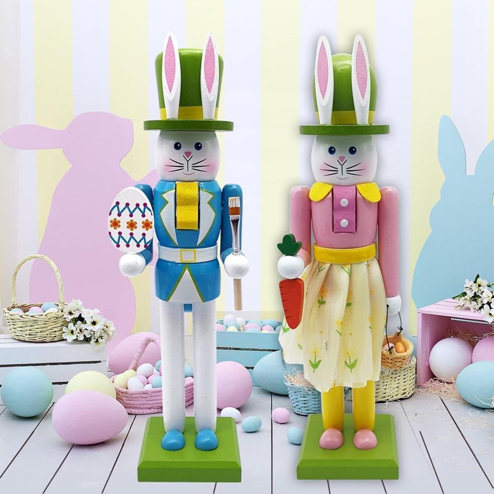 ABPWLY Toys Easter Bunny Nutcracker 30.8cm Traditional Wooden ...