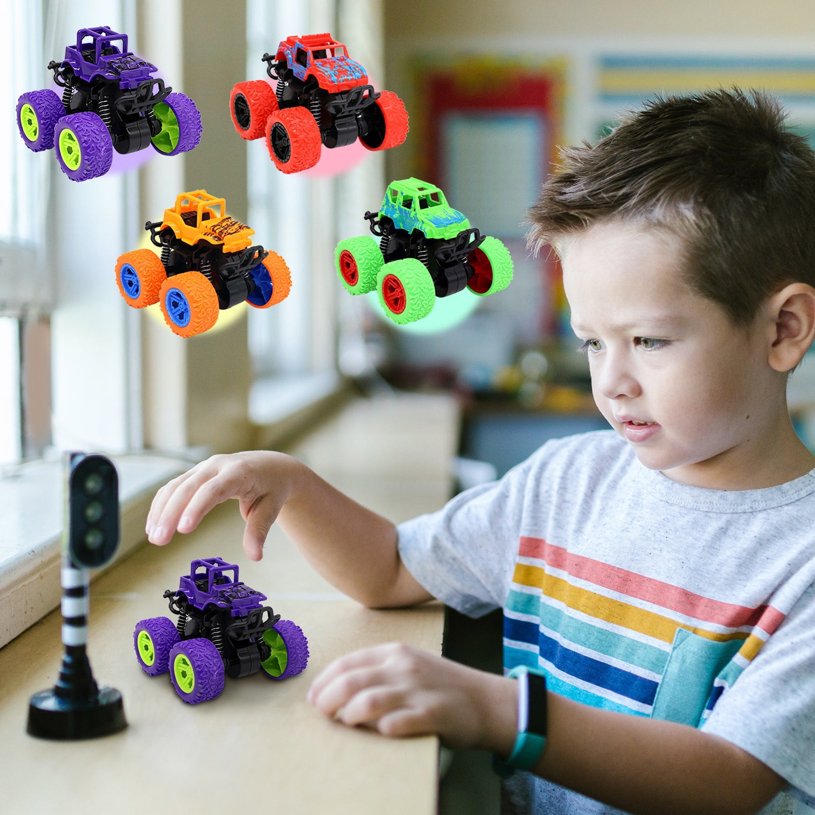 ABPWLY Toys Four Wheel Drive Inertial Sport Vehicle Toy Car Friction ...
