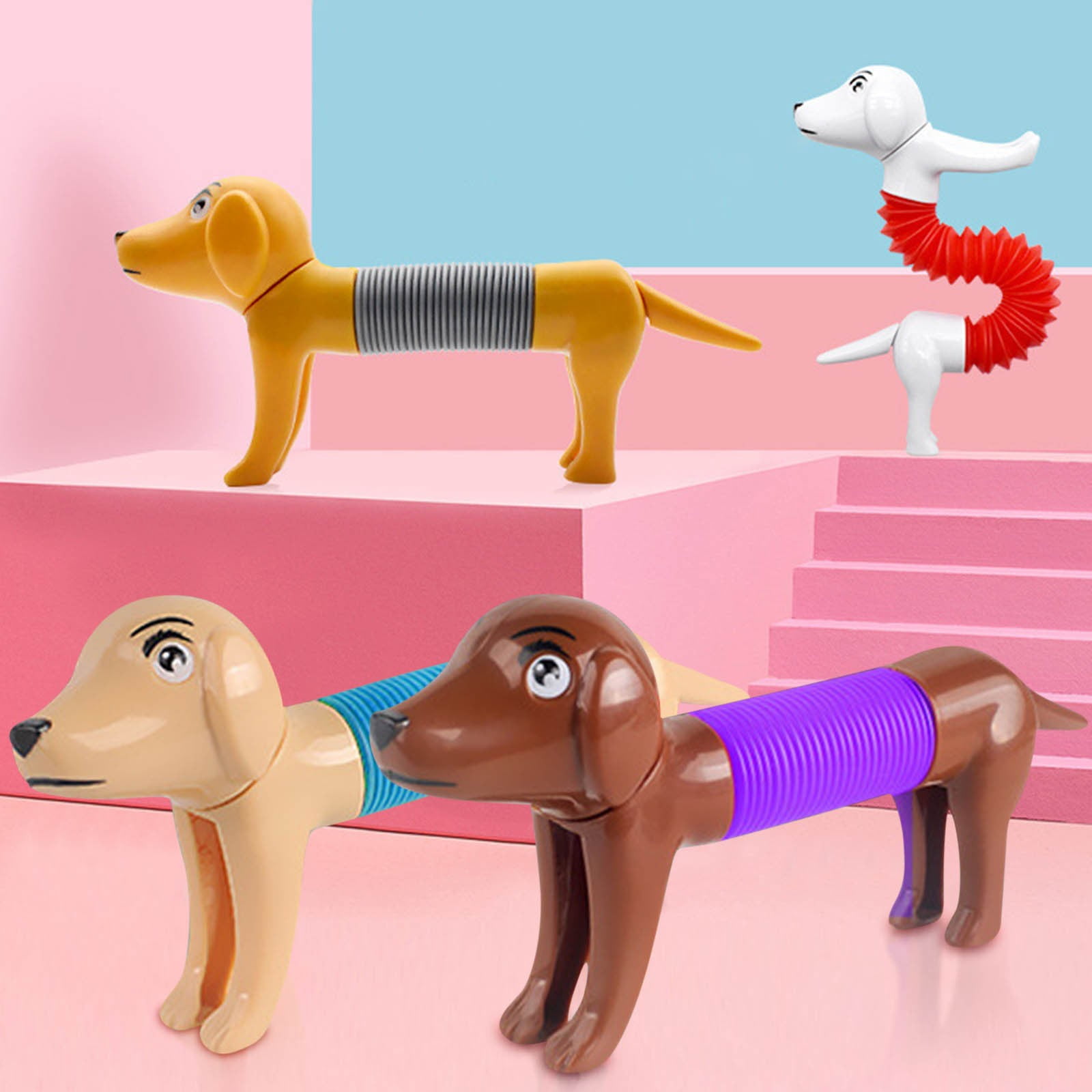 ABPWLY Toys Telescopic Dog Tube Toy Stretchable Decompression Toy for ...