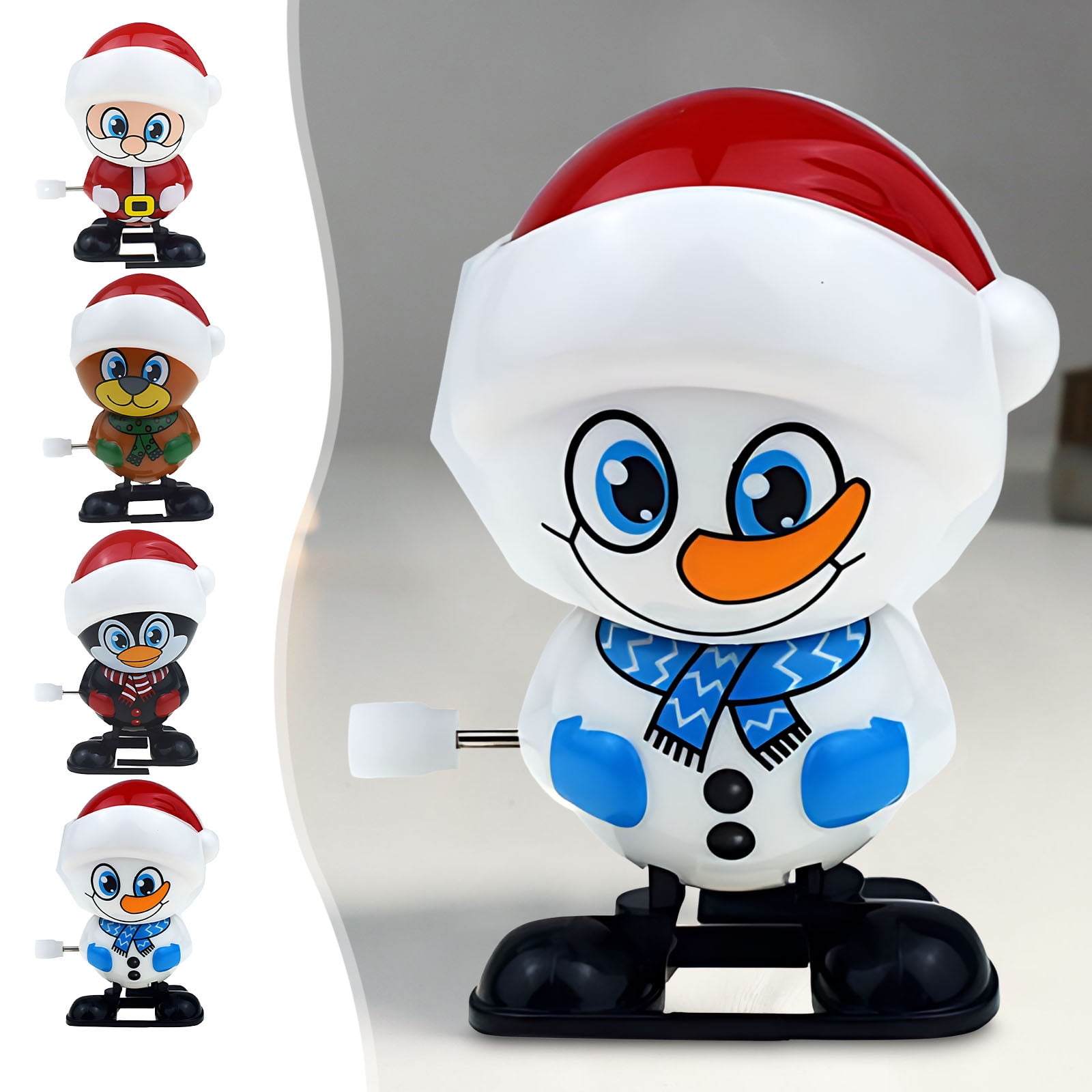 ABPWLY Toys Wind Up Christmas Walking Toys Set Snowman Reindeer Santa Penguin Chain Clockwork ...