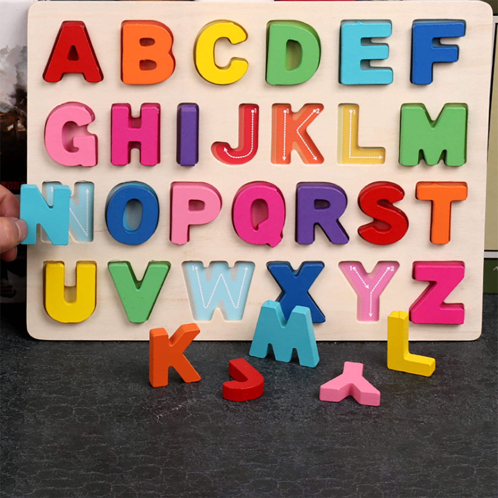 ABPWLY Toys Wooden Alphabet Puzzle Board Learning Toy for Boys and ...