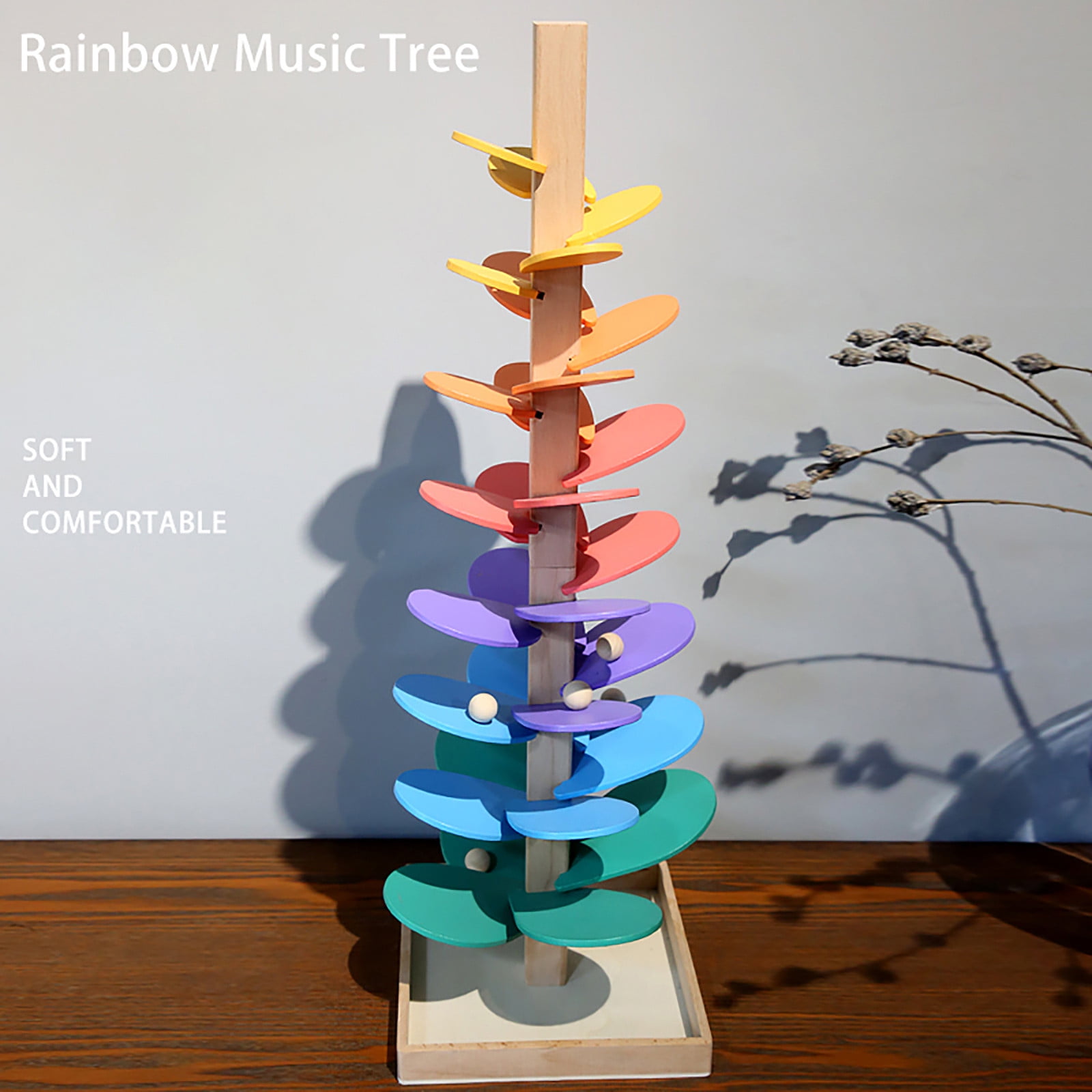 ABPWLY Toys Wooden Music Tree Toy Falling Ramp with Balls Educational ...