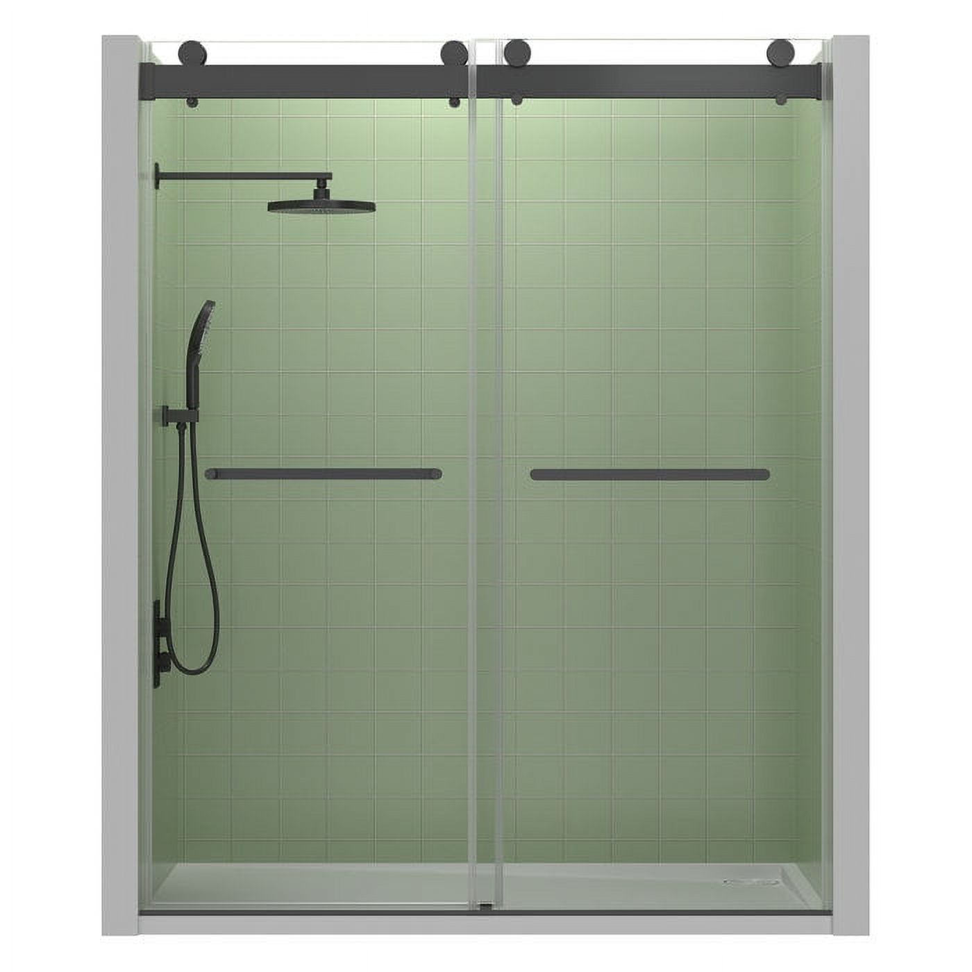 VIGO Elan 48 to 52 in. W x 74 in. H Sliding Frameless Shower Door in Matte Black with 3/8 in ...