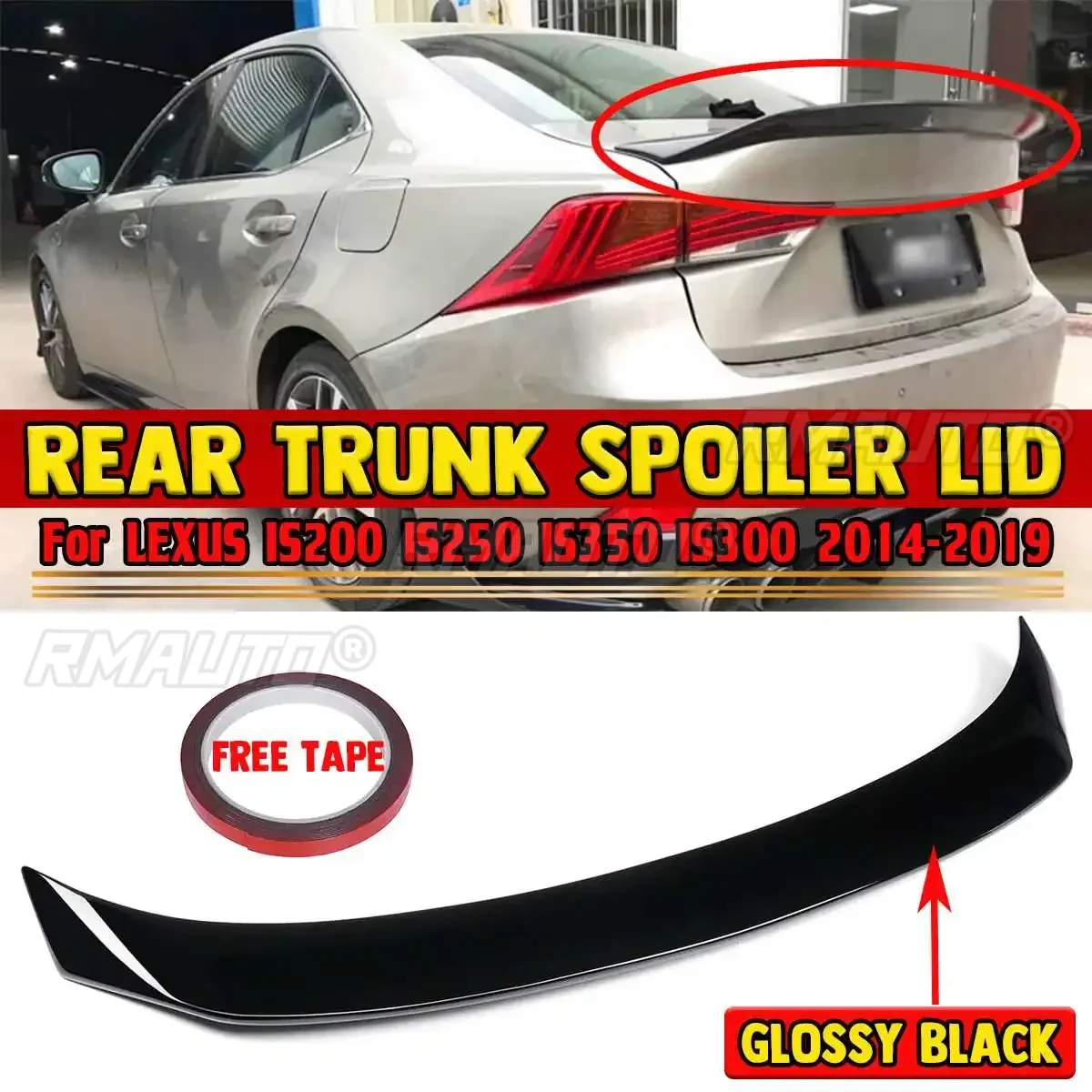 ABS Car Rear Trunk Lip Boot Wing Lip AR Style For LEXUS IS200 IS250 IS350 IS300 2014-2019 Rear ...