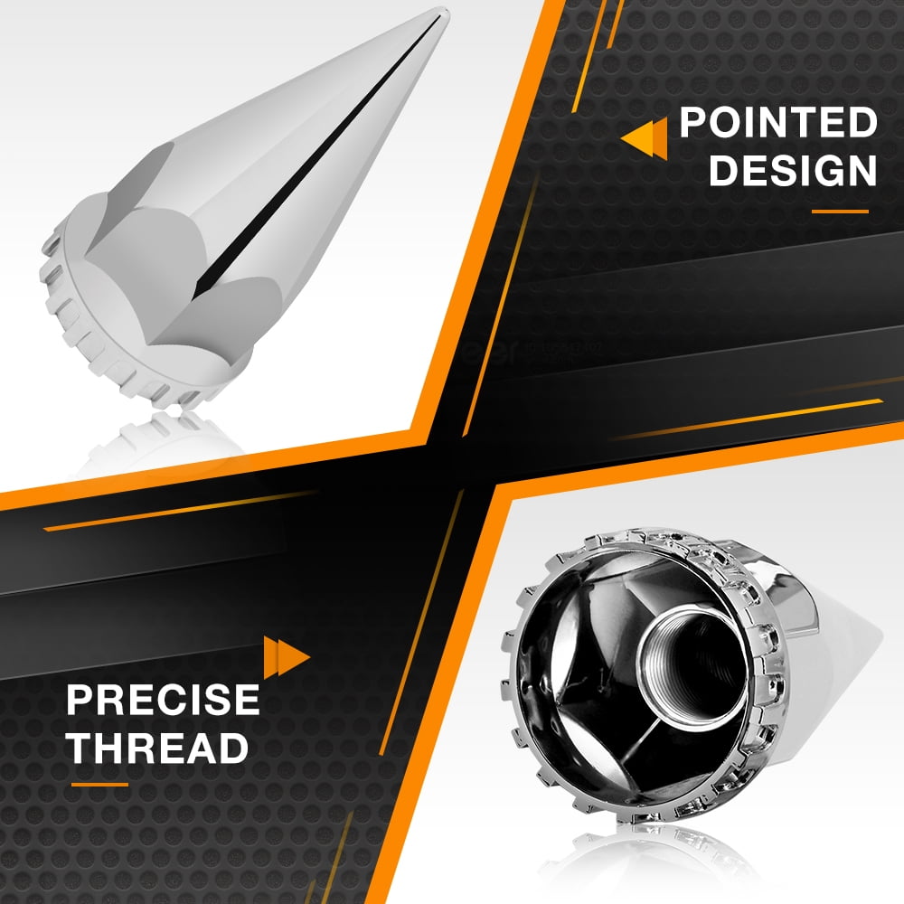 ABS Chrome Plastic 33mm Thread-on Spiked Lug Nut Covers for Semi Trucks ...