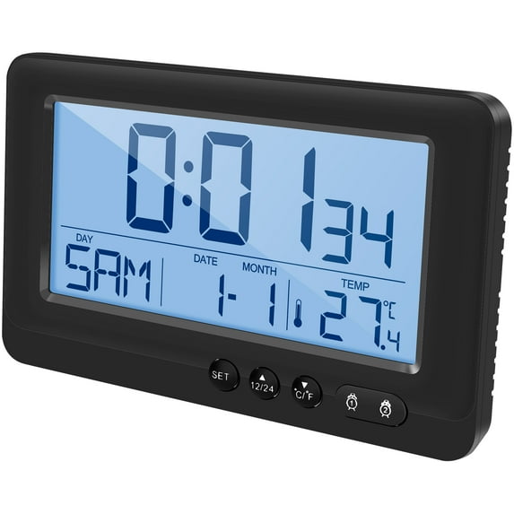 ABS Digital Alarm Clock Multi Information Display LCD Electronic Clock ...