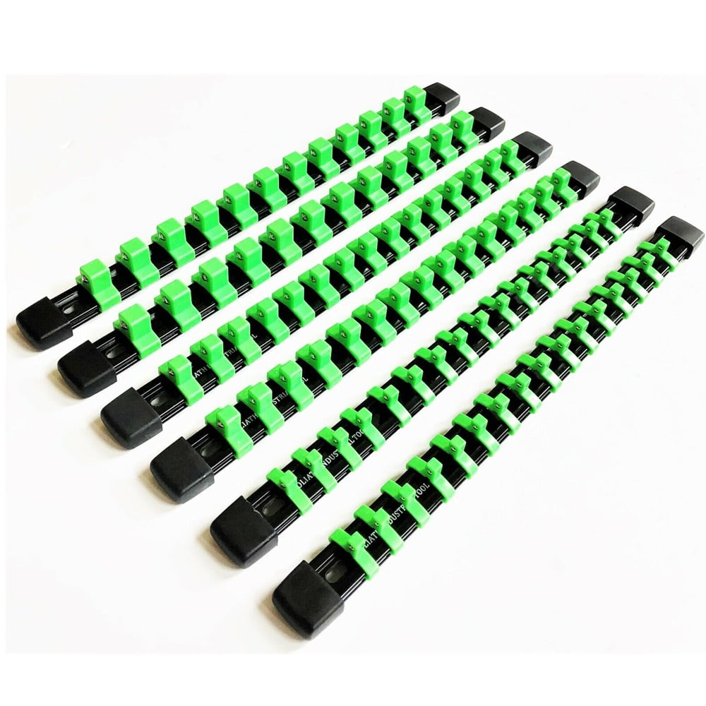 ABS Mountable Socket Rail Rack Holder Organizer Lime Green 6 Pieces ...
