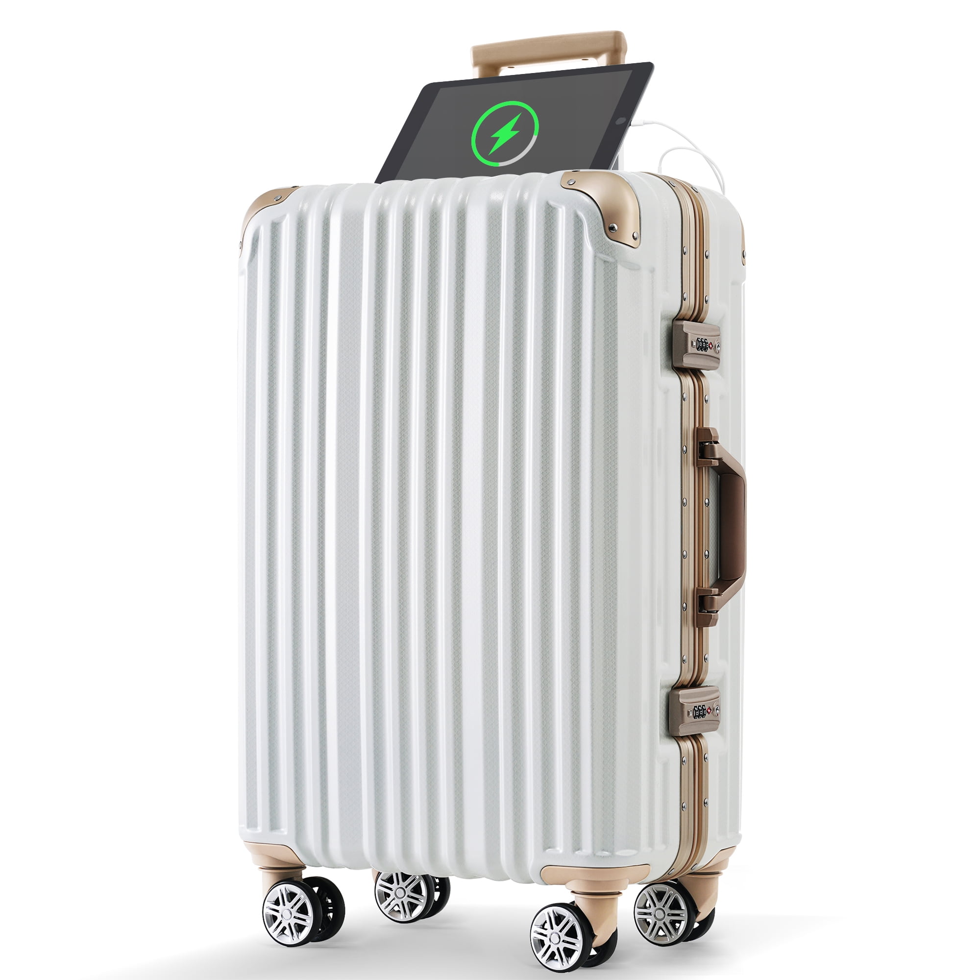 ABS+PC Aluminum Frame Luggage,Lightweight Suitcase with TSA Lock ...