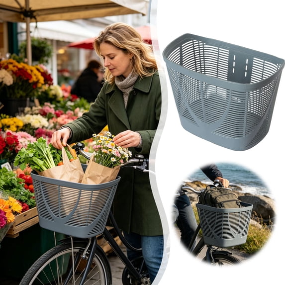 ABS Plastic Bicycle Basket, 13" Front Handlebar Storage, Durable ...