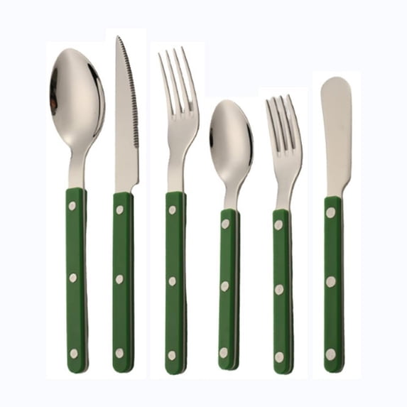 ABS Rivet Handle Marble Pattern Kitchen Stainless Steel Silverware ...