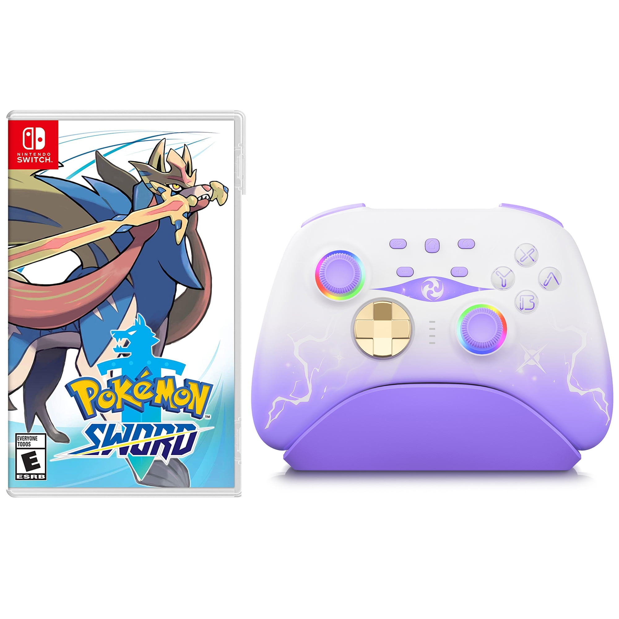 Pokemon Sword Game Disc Upgraded Switch Pro Controller for Nintendo Switch PC IOS Android Steam with Hall Effect Joysticks Triggers Purple Walmart Business Supplies