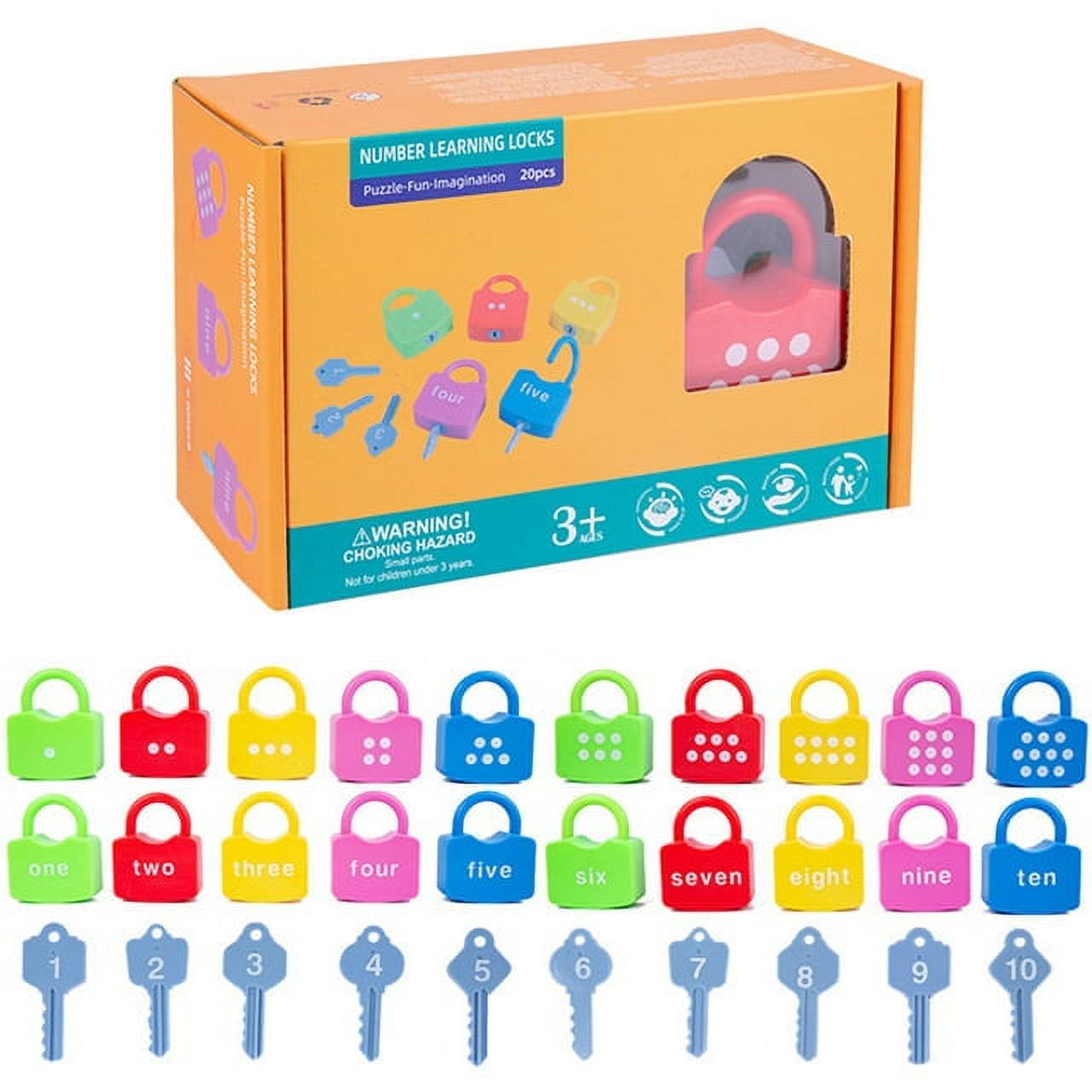 ABS Unlock Key Toys Kids Learning Locks Toy with Keys 123 Dots Numbers ...