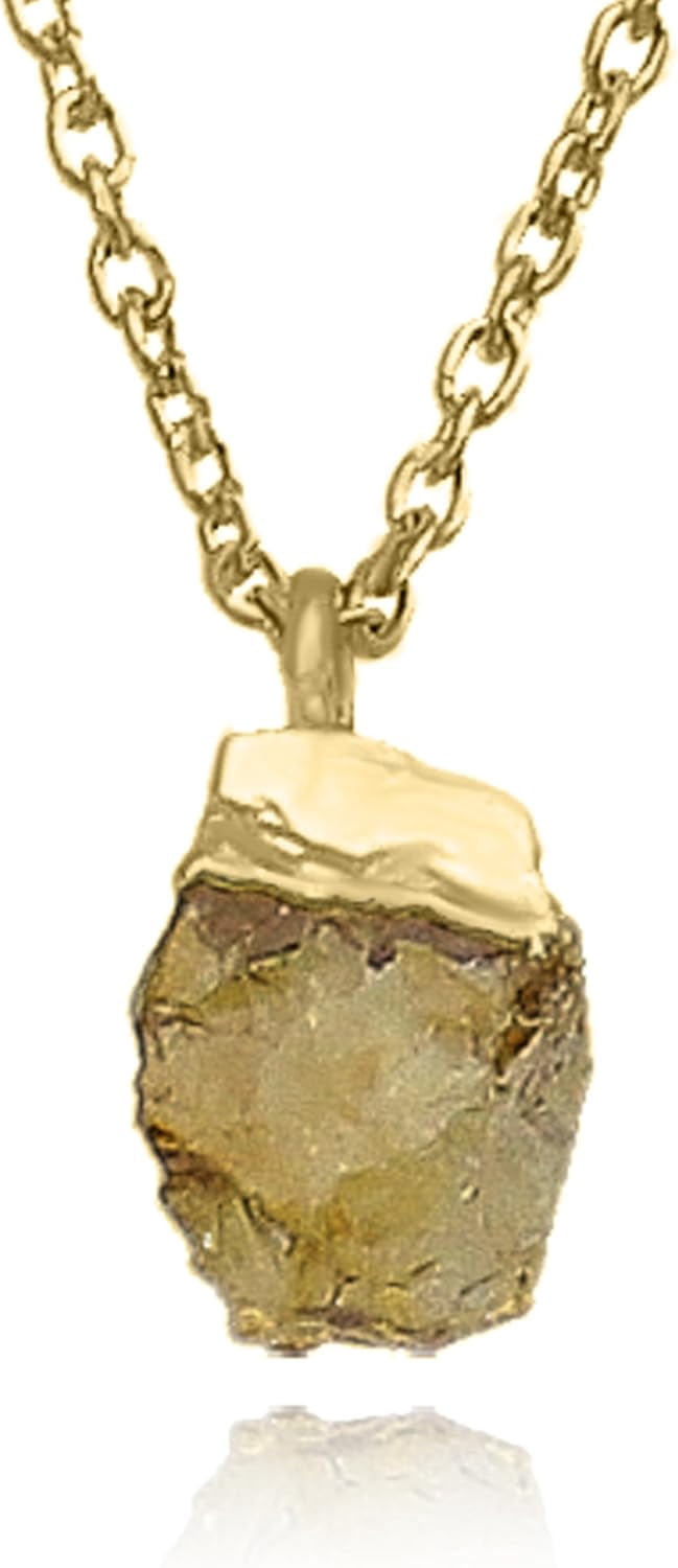 ABSHEL Citrine Necklace - Raw Choker Pendant - 925 Sterling Silver 18K ...