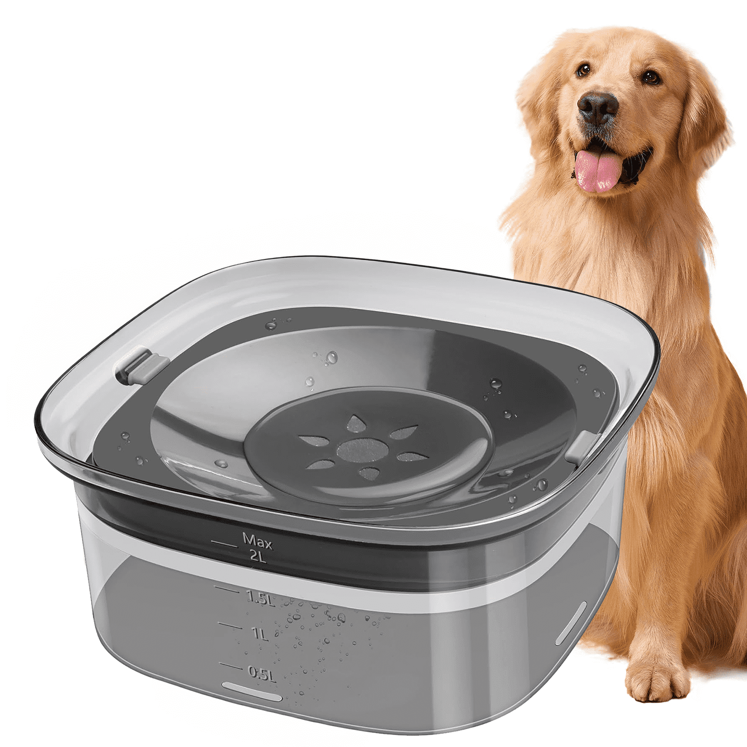 ABSOKE Dog Water Bowl,2L/70oz Large Capacity No Spill Pet Dispenser ...