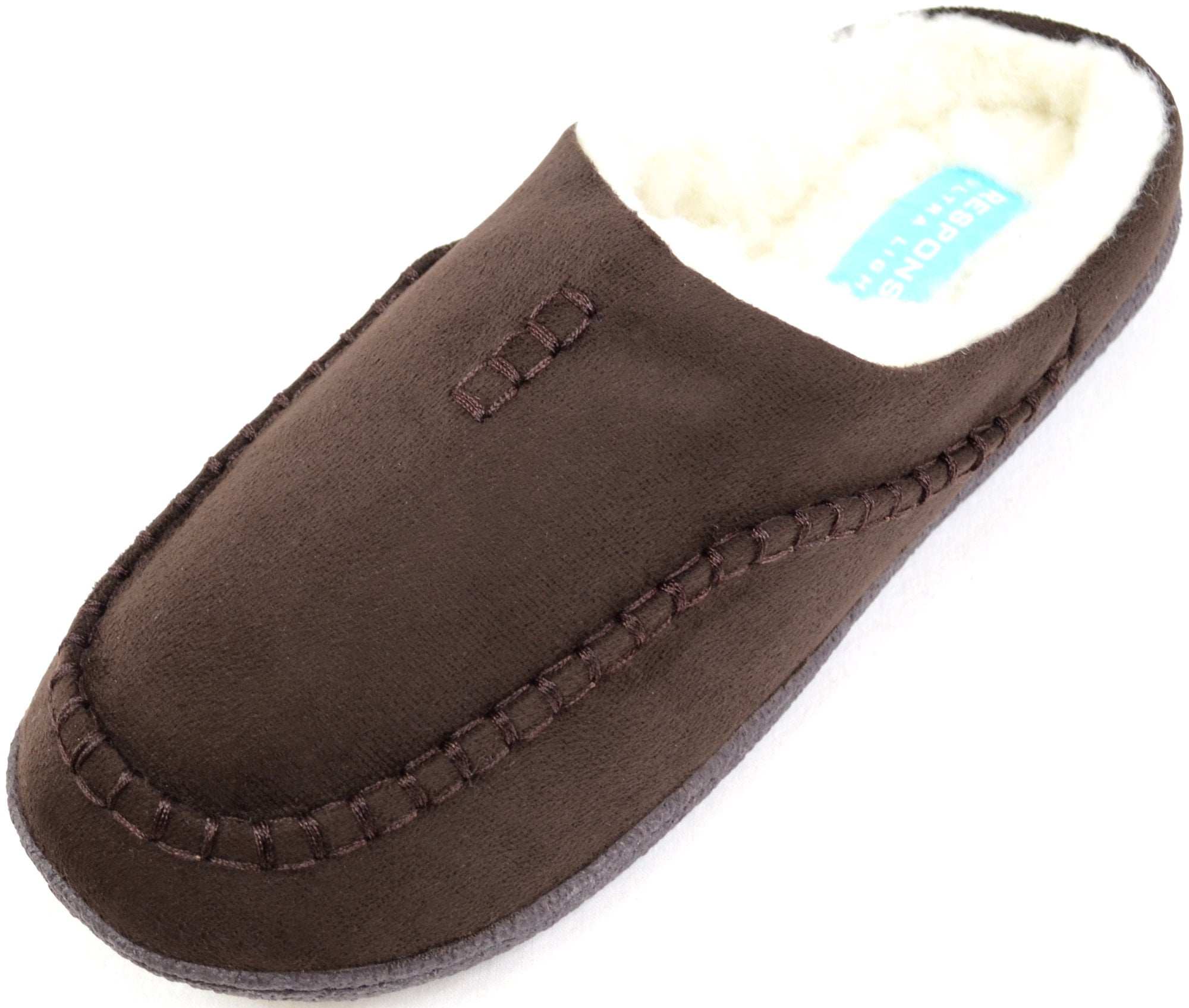 ABSOLUTE FOOTWEAR Mens/Gents Mules/Slippers/Indoor Shoes with Faux Fur ...