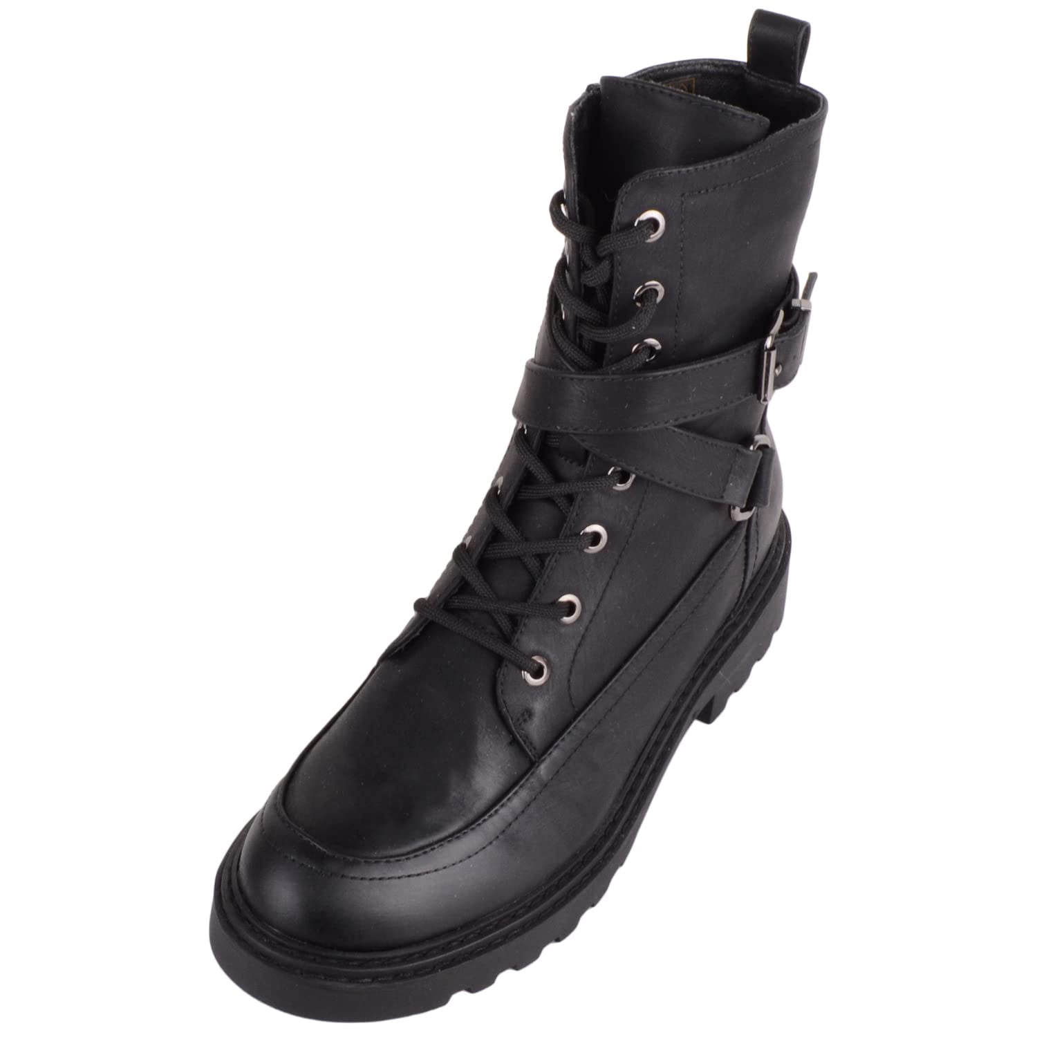 ABSOLUTE FOOTWEAR Womens Faux Leather Easy Zip Up Decorative Laces and ...