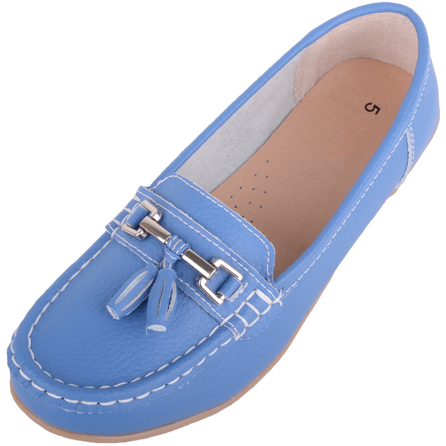 ABSOLUTE FOOTWEAR Womens Slip On Casual Leather Loafer Deck Boat Shoes ...