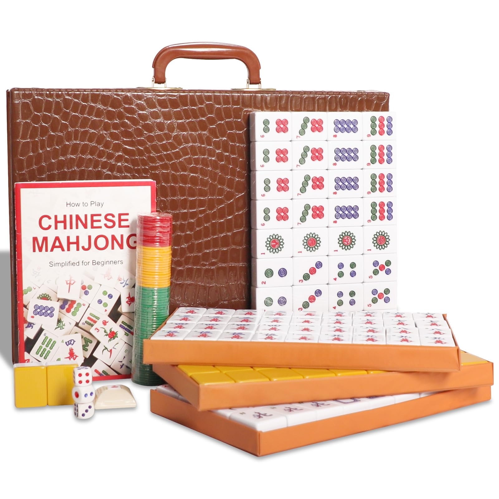 ABUELADE Chinese Mahjong Game Set, Mahjong Tiles Set with 146 Numbered ...