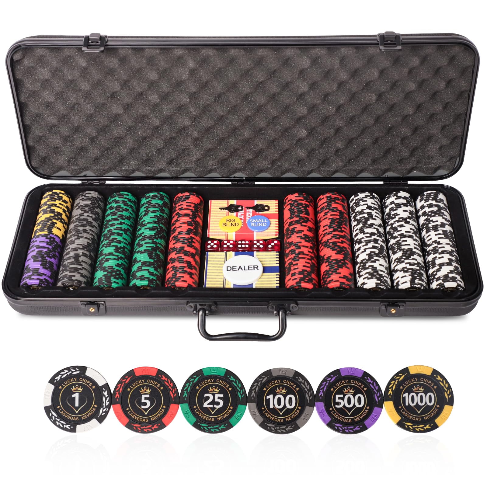 ABUELADE Clay Poker Chips for Texas Holdem,500 PCS 14g Chip Set with ...