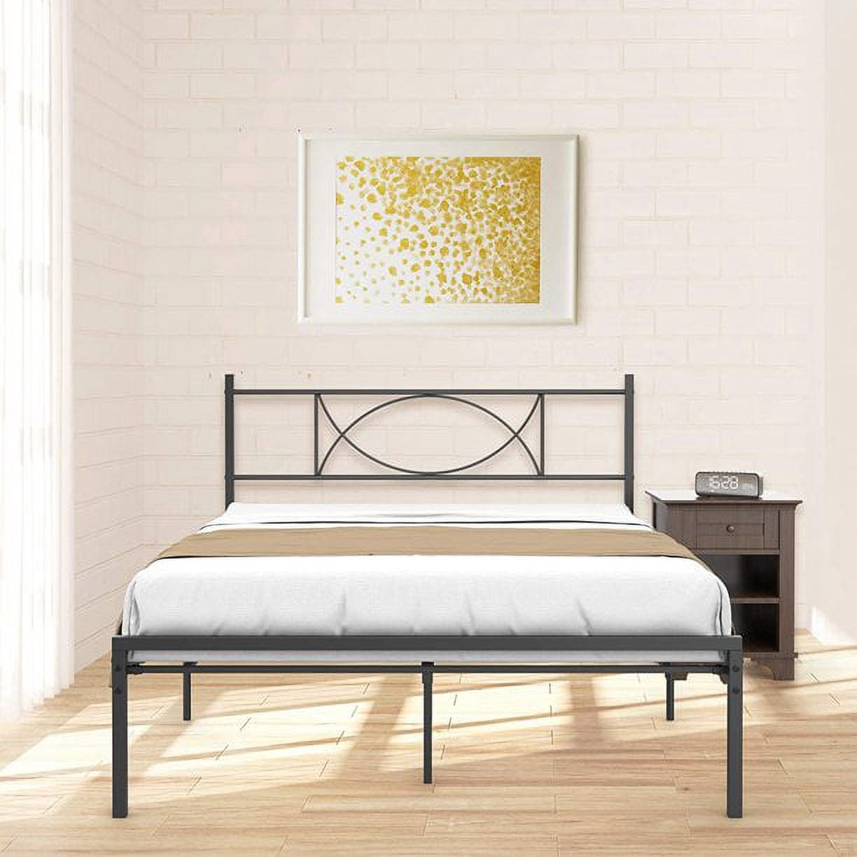 ABUKY Metal Platform Bed Frame with Kids Bow Headboard for Kids Girls ...