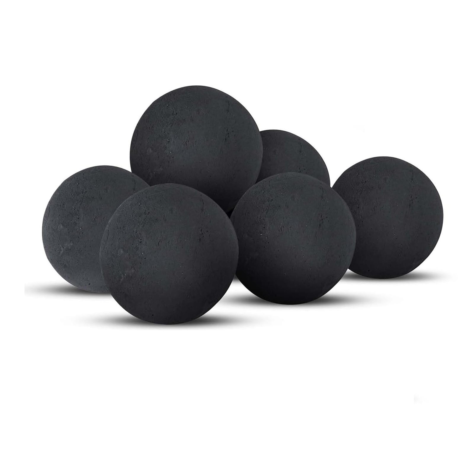 ABXMAS Ceramic Fire Balls,5in Set of 6 Black Round Fireballs Stones for ...