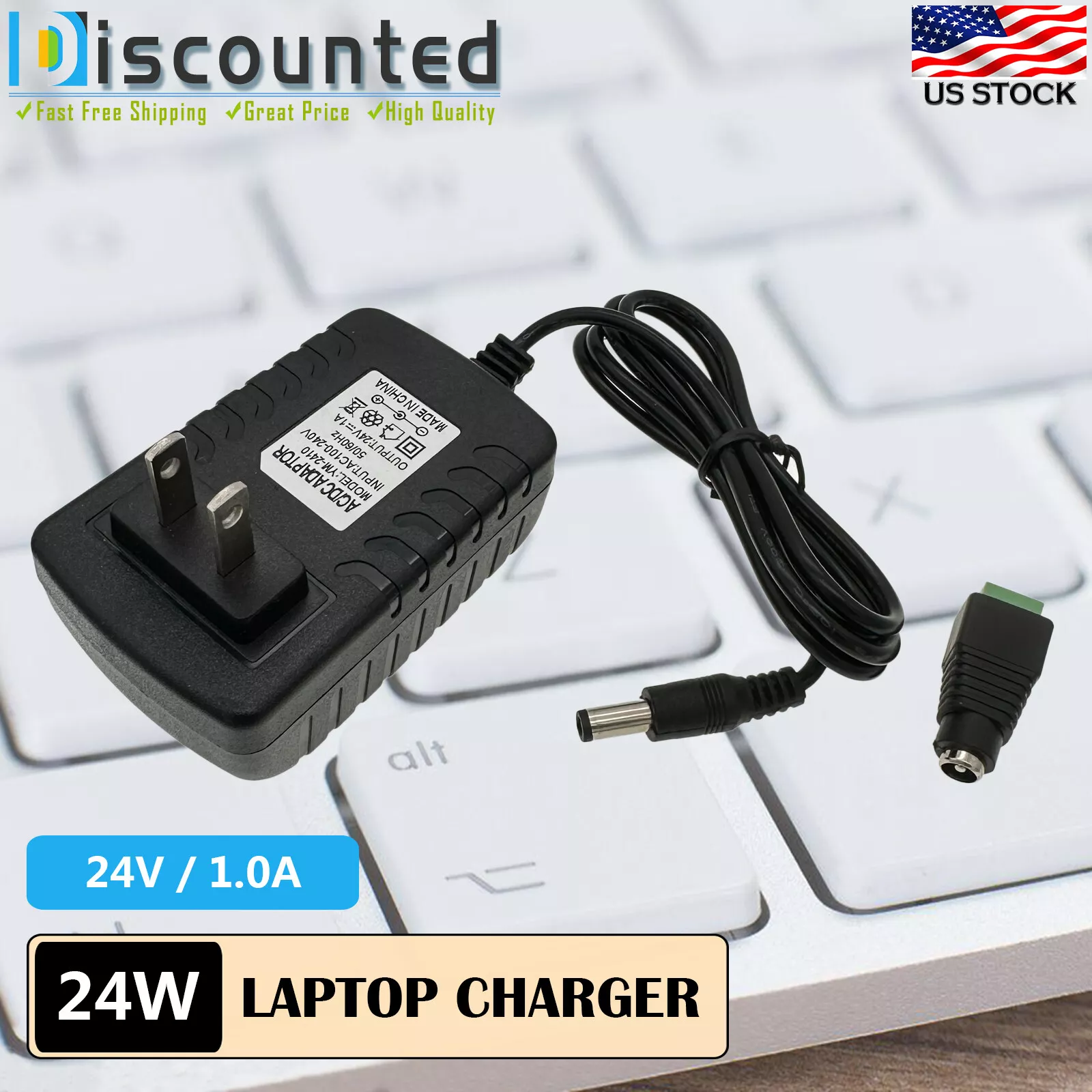 AC 100V-240V Adapter 24V DC 0.5A 500mA 1A 1000mA Power Supply 5.5mm x 2 ...