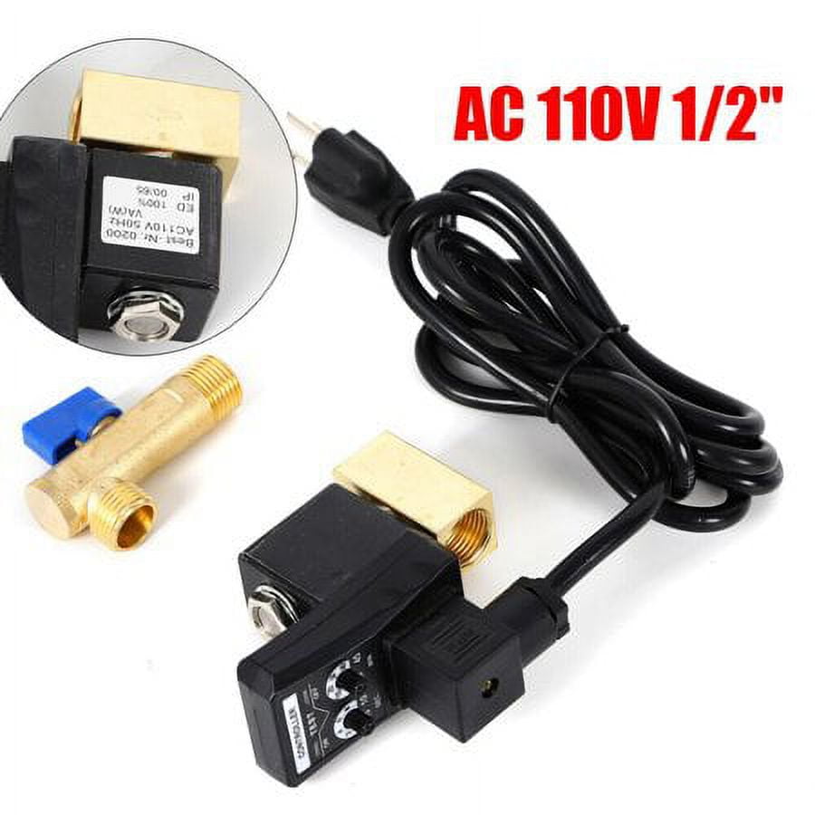 AC 110V 1/2" Electronic Timed 2 Way Air Compressor Gas Tank Auto Drain ...