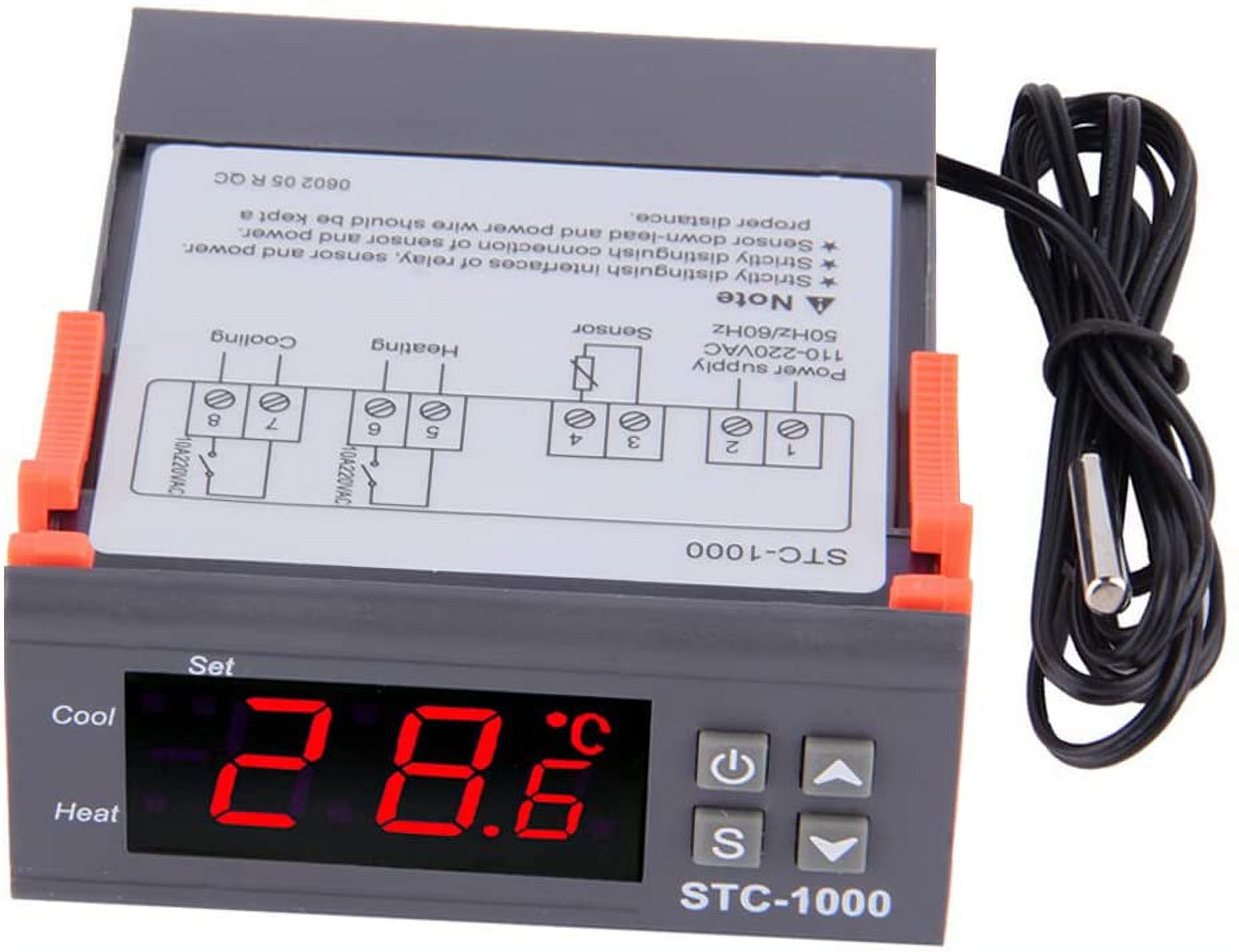 AC 110V-220V Temperature Controller, STC-1000 All-Purpose Digital Thermostat with NTC ...