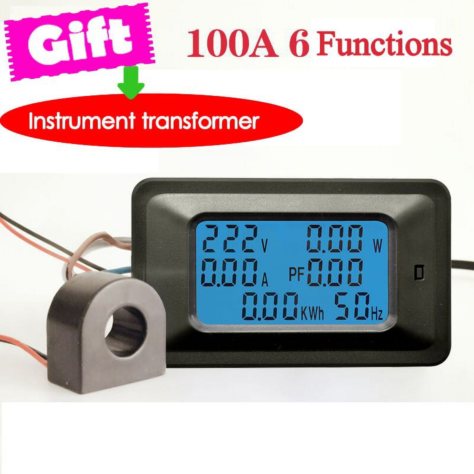 AC 110V-250V 100A LCD Digital Panel Power Watt Meter Monitor Voltmeter ...